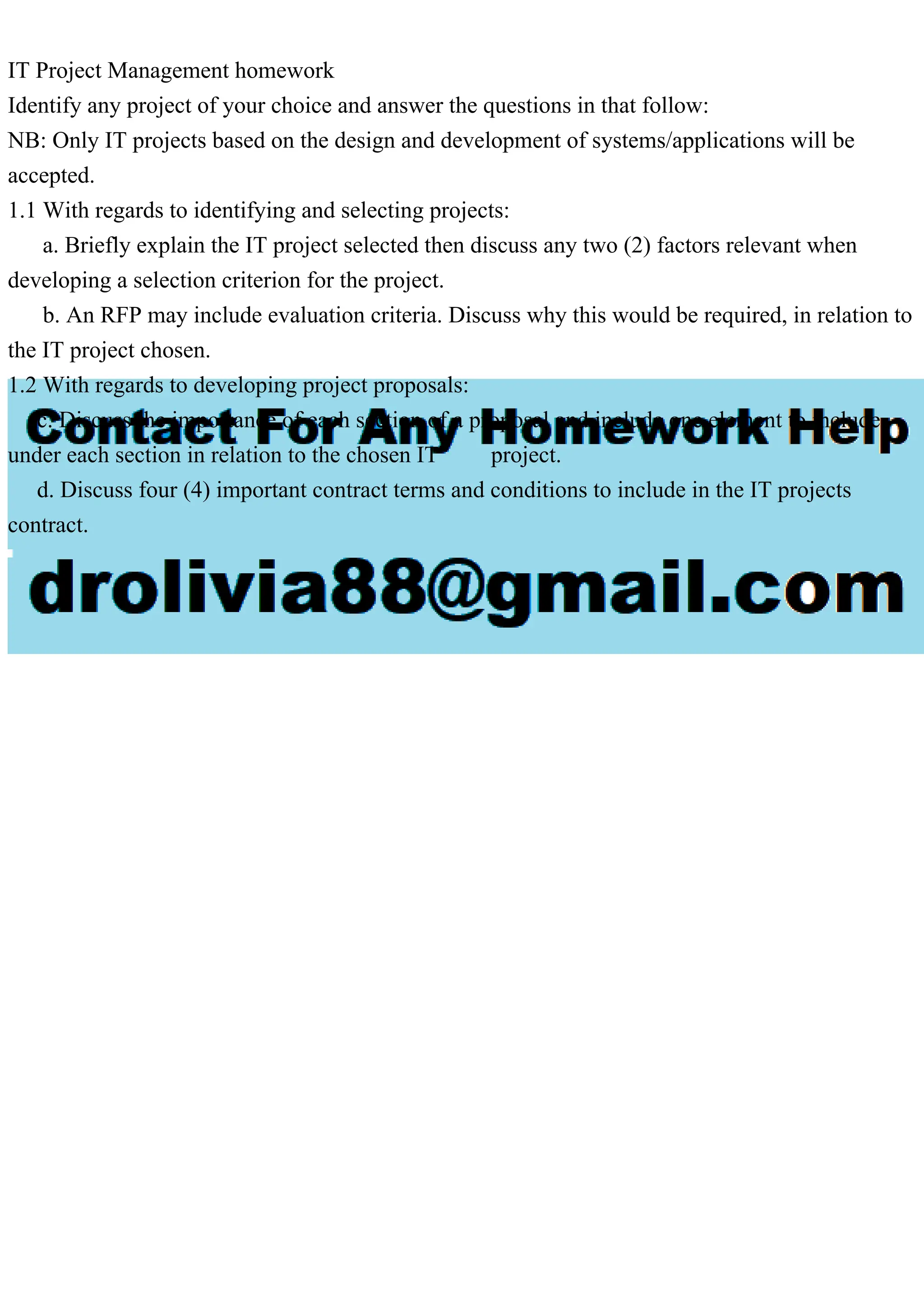 IT Project Management homework Identify any project of your choice.pdf