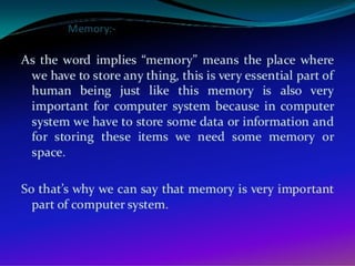 Presentation on Computer Memory | PPT