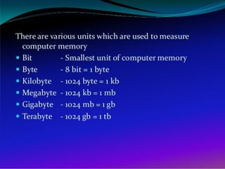 Presentation on Computer Memory | PPT