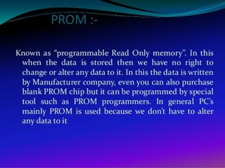 Presentation on Computer Memory | PPT