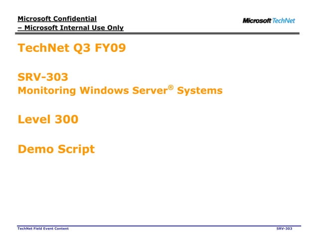 Monitoring Windows Server Systems Demo Script | PPT