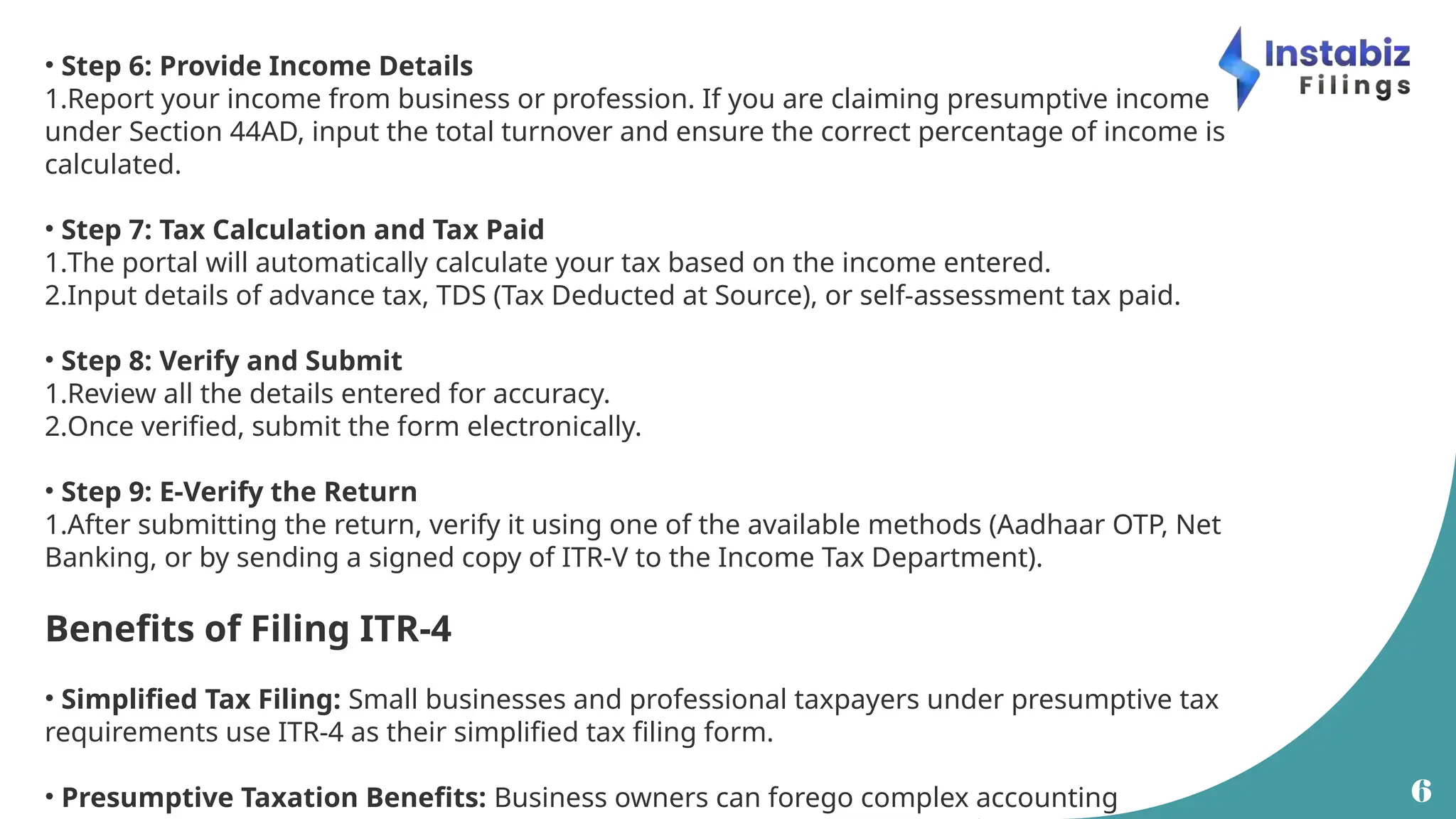 Simplified Steps for ITR-4 Return Filing | PPTX