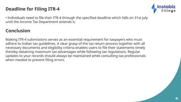 Simplified Steps for ITR-4 Return Filing | PPTX