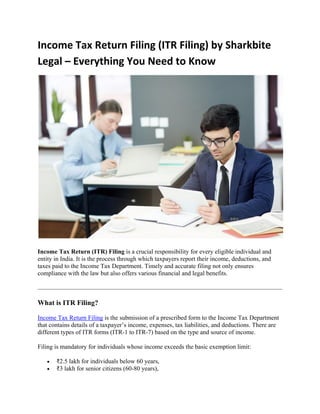 Income Tax Return Filing (ITR Filing) by Sharkbite Legal | PDF