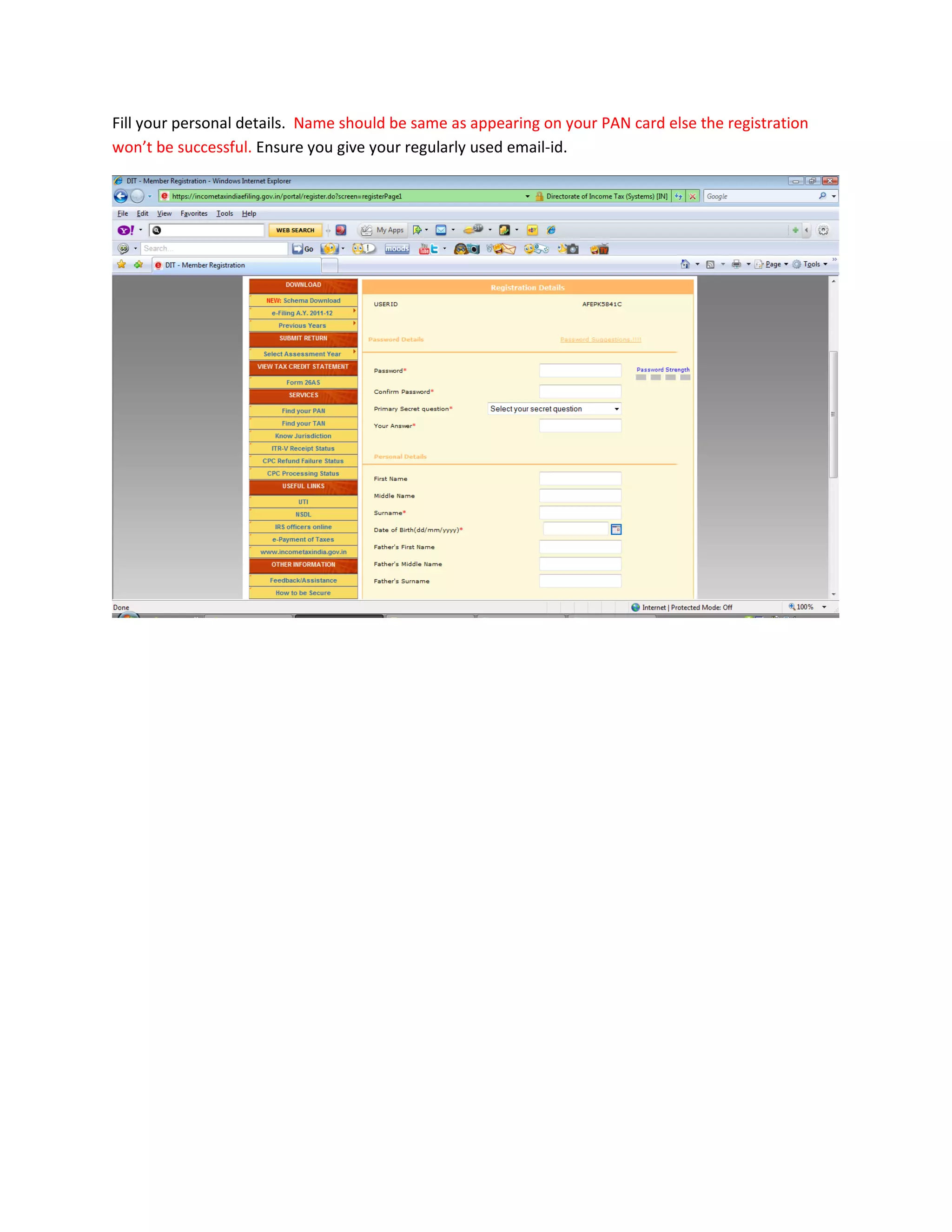 Process to file Income Tax Return (ITR1) on www.itreturnsonline.com