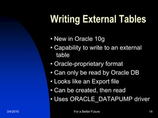 Oracle10g External Tables | PDF | Databases | Computer Software and Applications