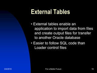 Oracle10g External Tables | PDF | Databases | Computer Software and Applications