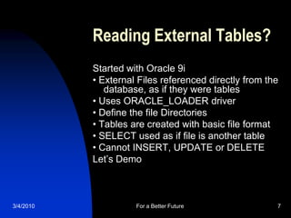 Oracle10g External Tables | PDF | Databases | Computer Software and Applications