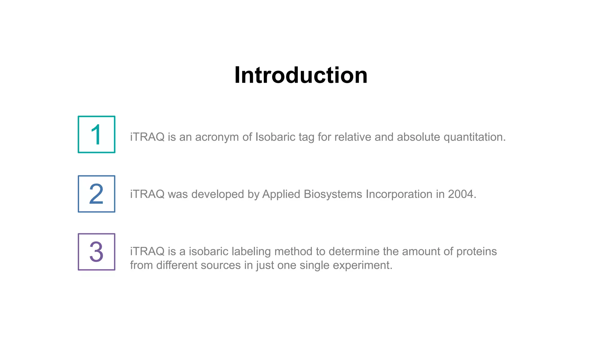 Mass Spectrometry-Based Proteomics Quantification: iTRAQ | PPTX