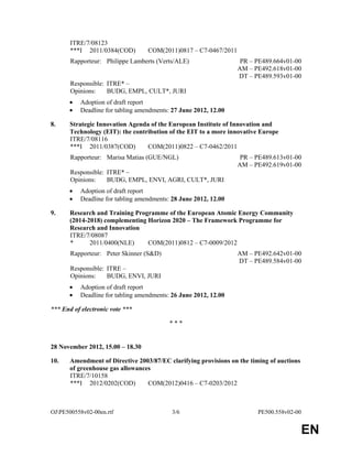 ITRE - DRAFT AGENDA | PDF | Politics