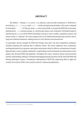 An brief training report on MATLAB software | PDF