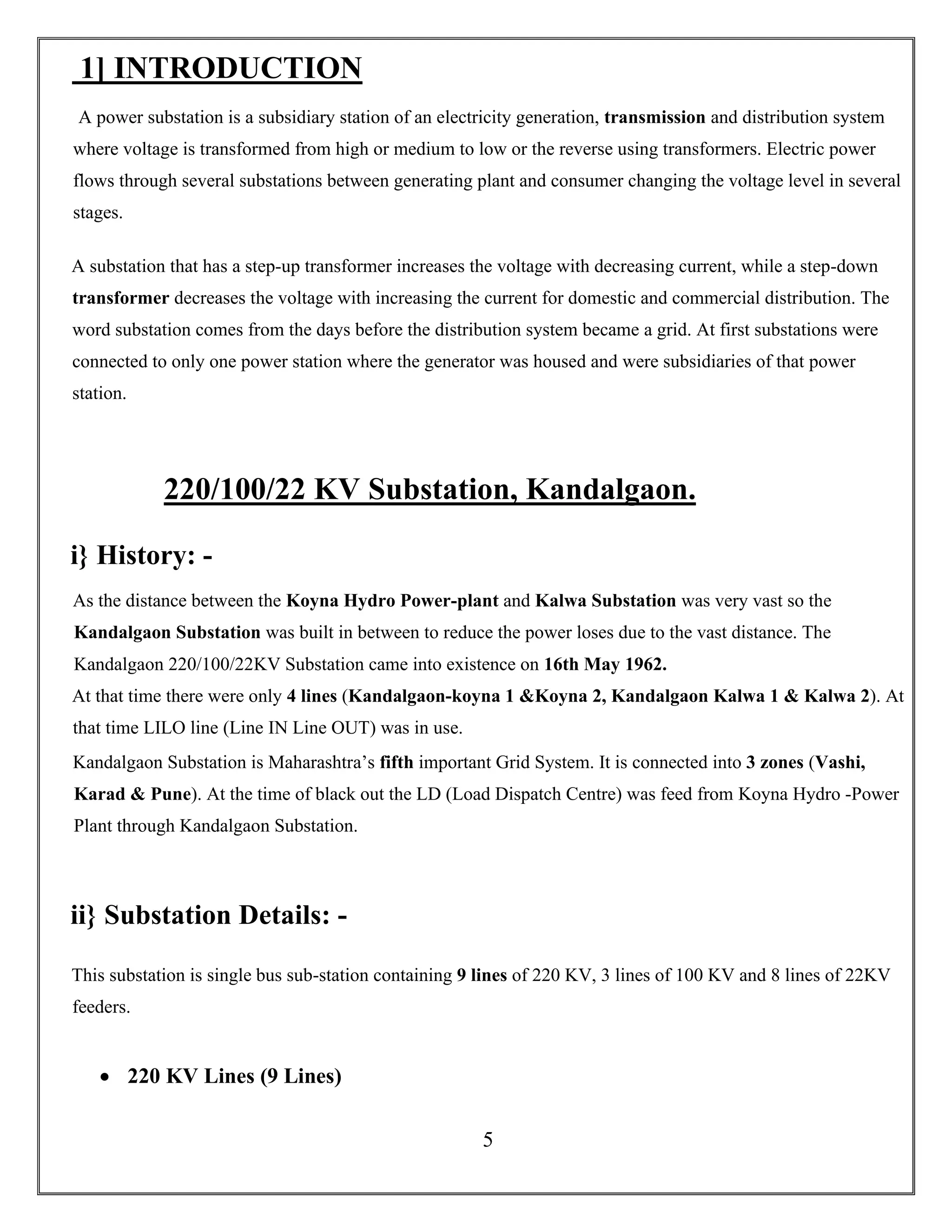Industrial training report on 220Kv Substation MAHATRANSCO. | PDF