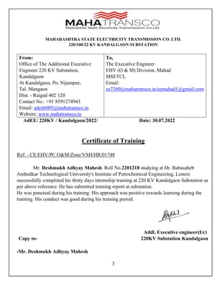 Industrial training report on 220Kv Substation MAHATRANSCO. | PDF