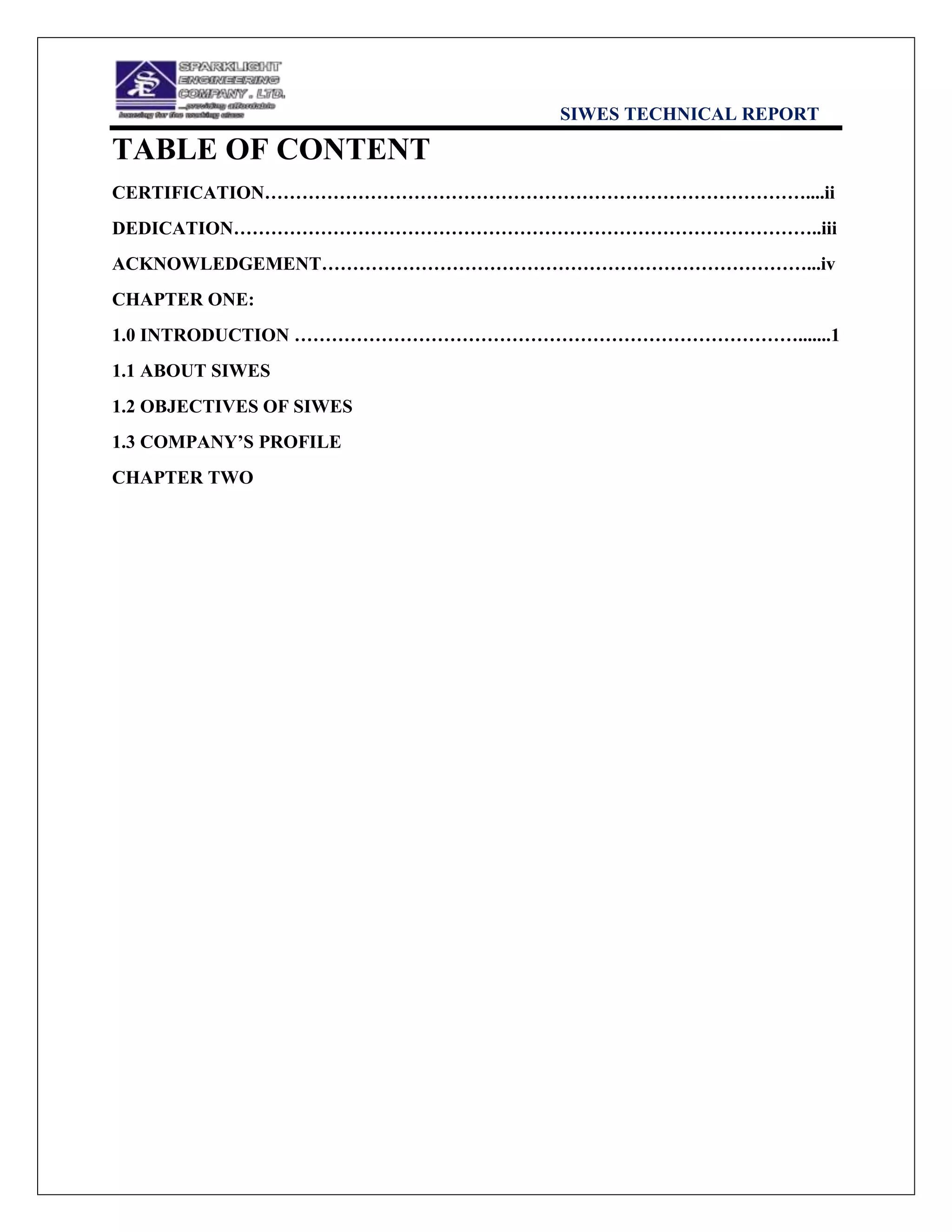 SIWES TECHNICAL REPORT SAMPLE | PDF