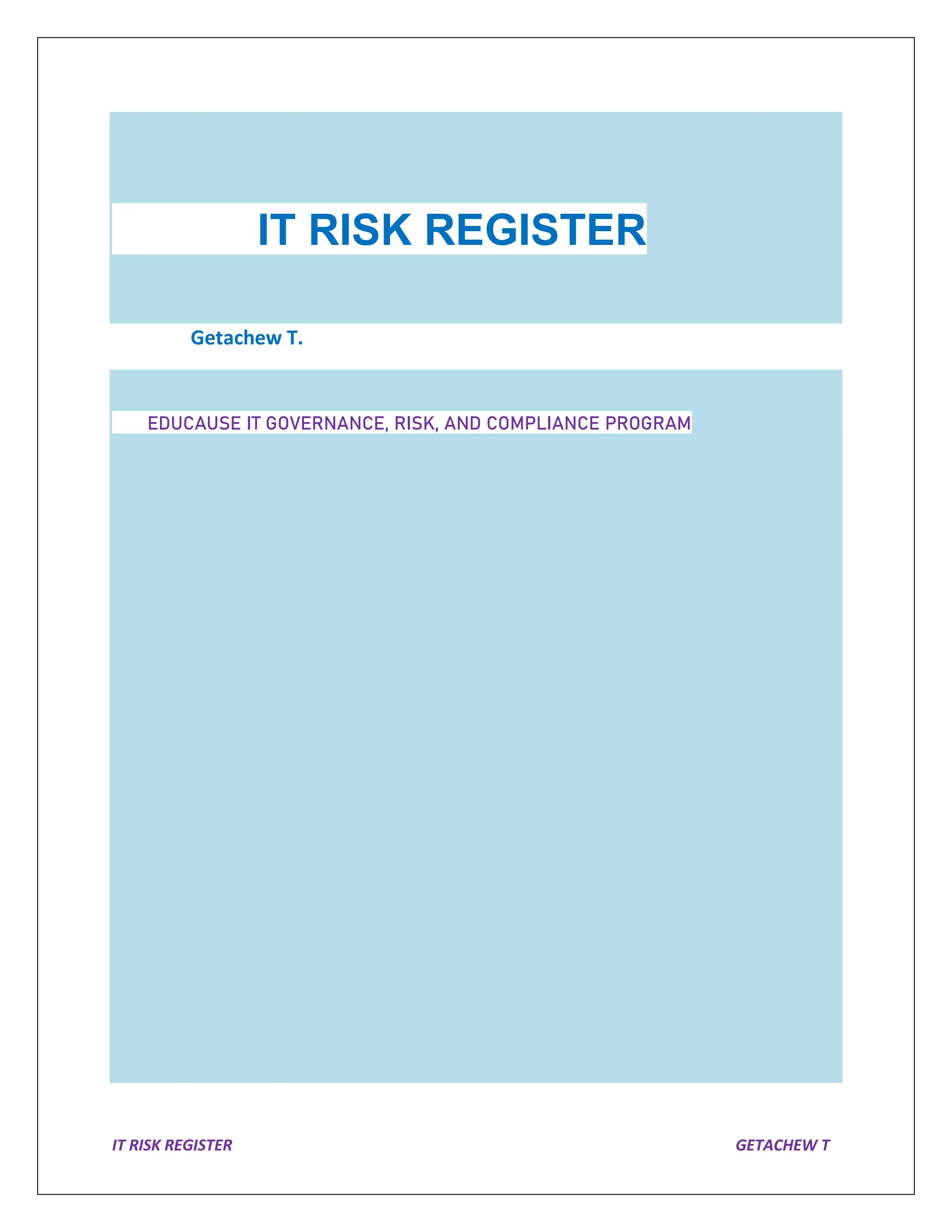 Sample IT RISK REGISTER for Education Purpose | PDF