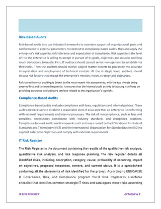 Sample IT RISK REGISTER for Education Purpose | PDF