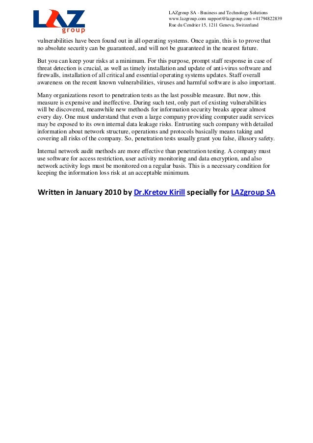 It risks associated with outsource of penetration testing