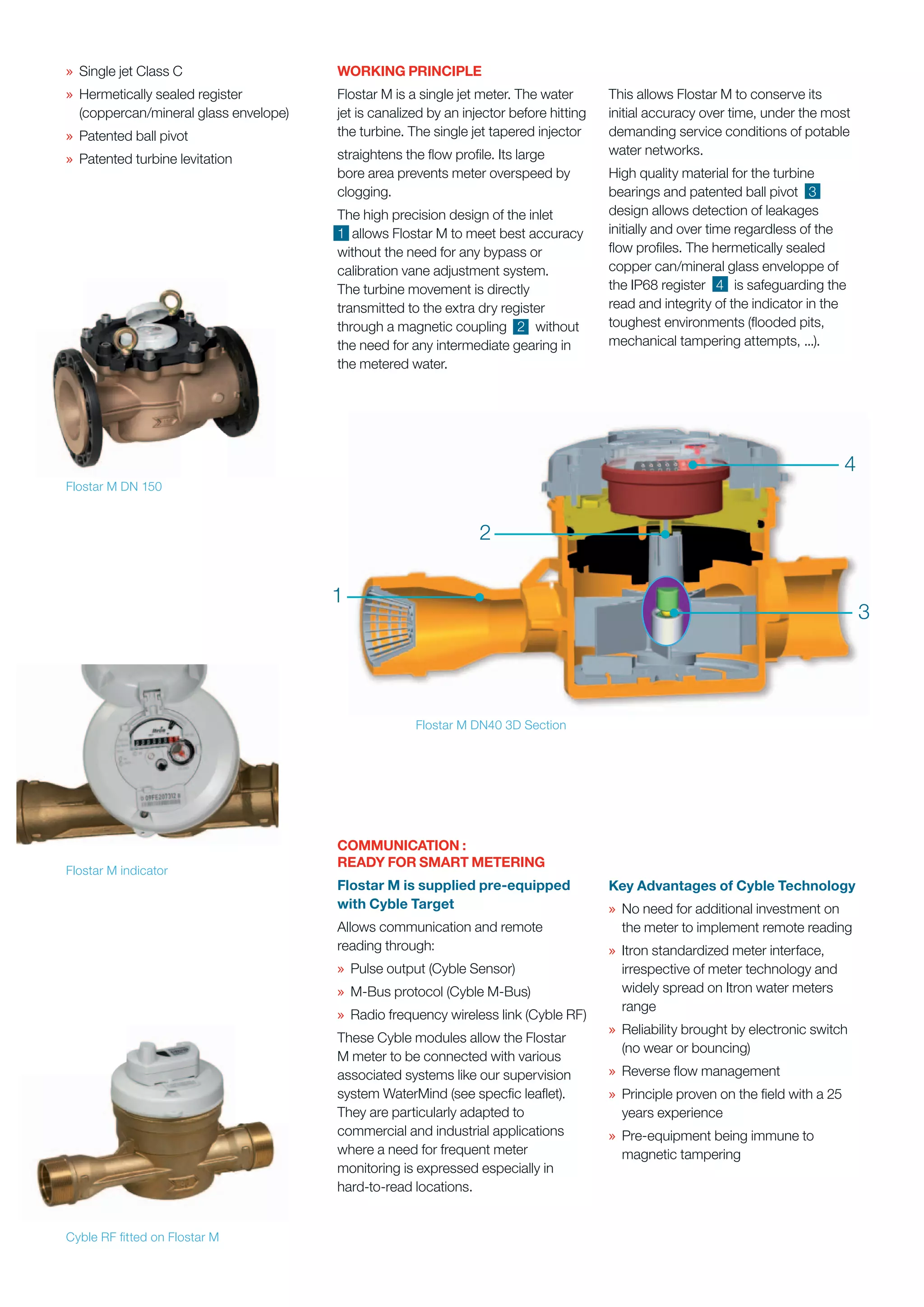 Itron Flostar M Single Jet Meter Brochure English | PDF