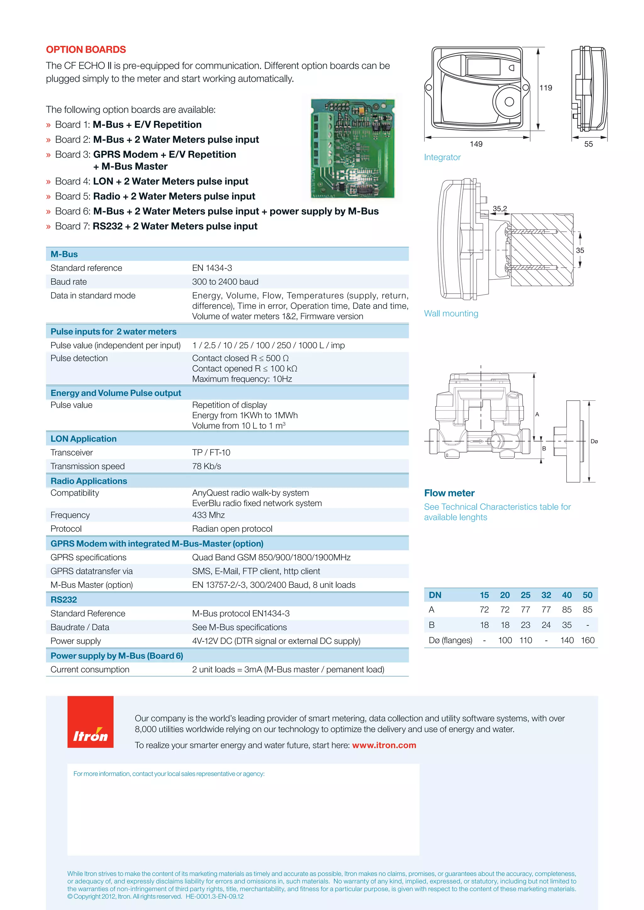 Itron cf echo ii ultrasonic heat meter brochure - english | PDF