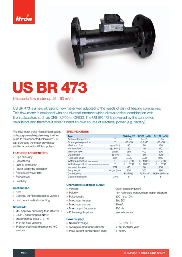 Itron US BR 473 Ultrasonic Flow Meter - Brochure - English | PDF ...