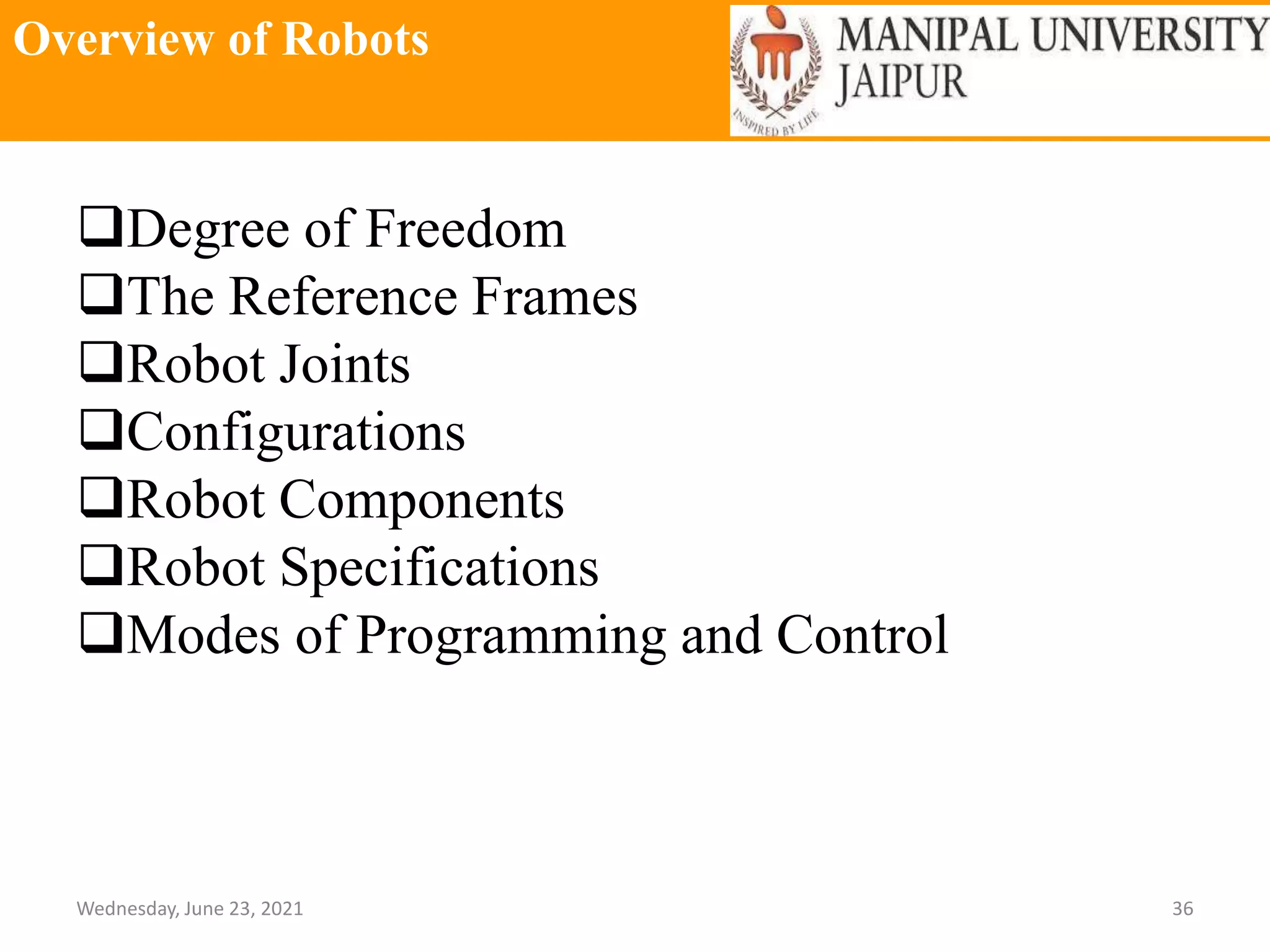 Introduction to Robotics | PPTX | Robotics | Technology & Computing