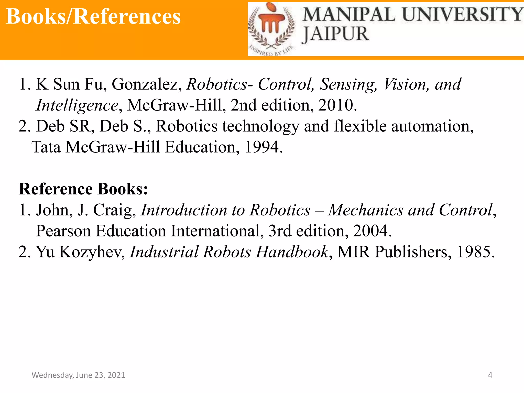 Introduction to Robotics | PPTX | Robotics | Technology & Computing
