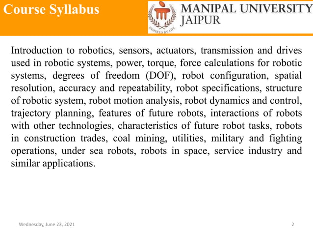 Introduction to Robotics | PPTX | Robotics | Technology & Computing