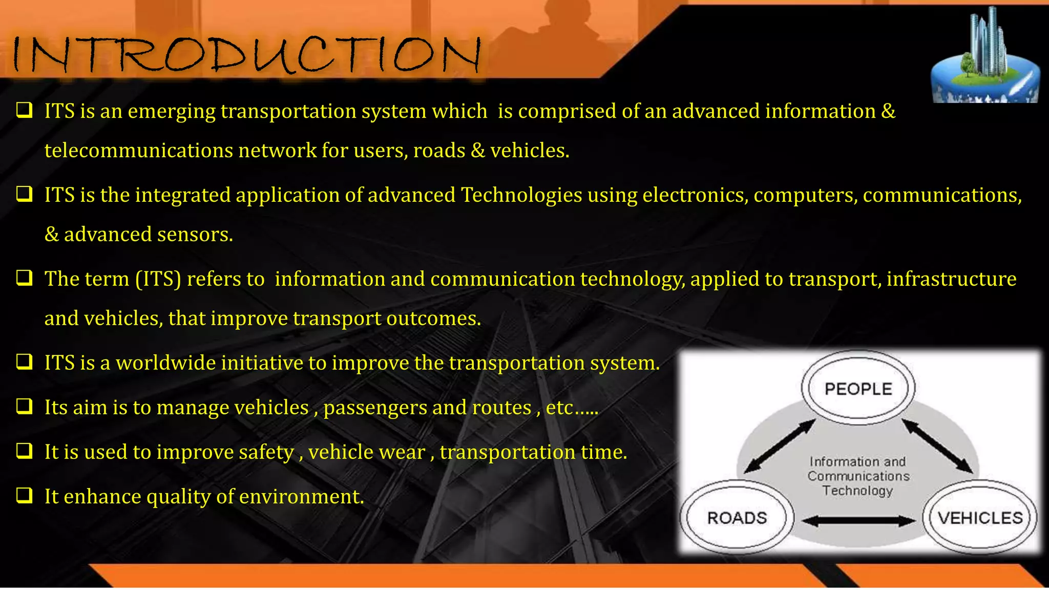 INFRASTRUCTURE FOR SMART CITIES_MOD 3_Intelligent transport systems | PPT