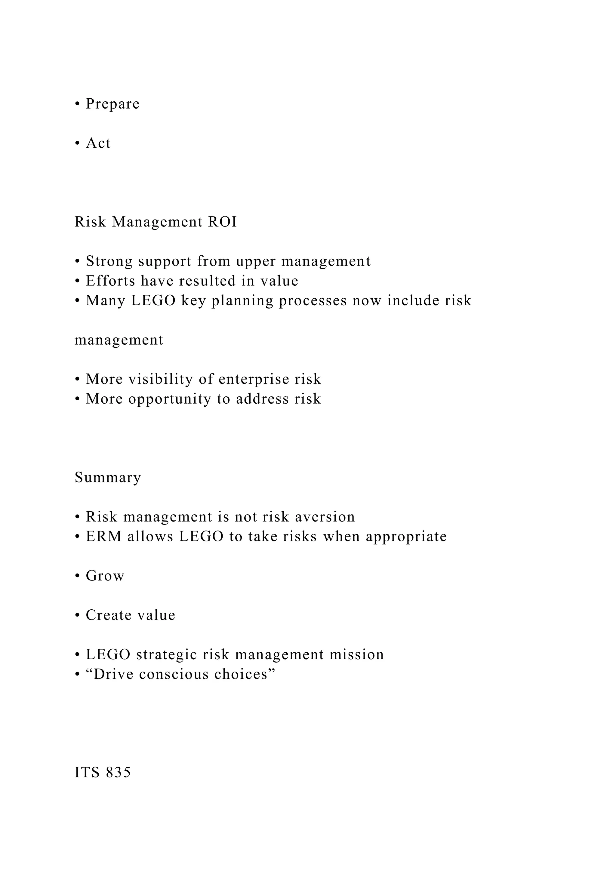 ITS 835Chapter 6Strategic Risk Management at the LEGO Gr.docx