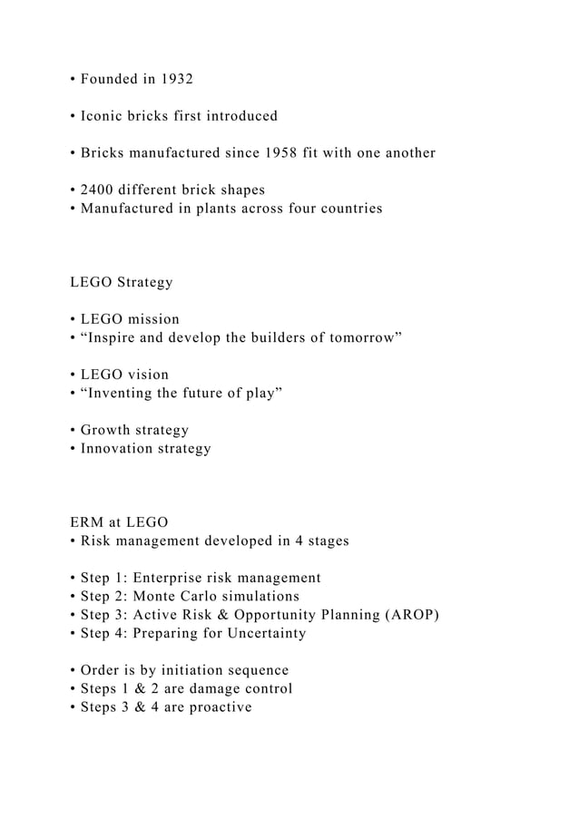 ITS 835Chapter 6Strategic Risk Management at the LEGO Gr.docx