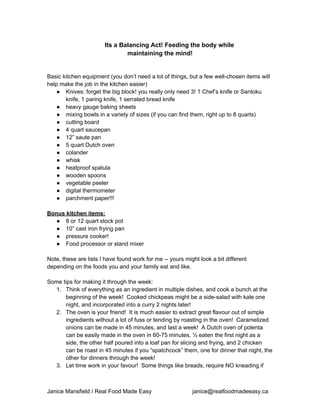 Its a balancing act, handouts and menu plan | PDF | Healthy Cooking and ...