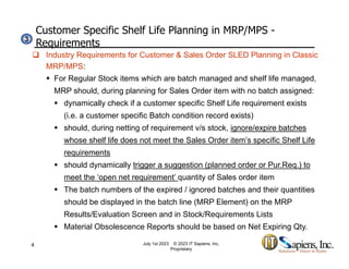 IT Sapiens-Customer Specific Shelf Life Planning in SAP ERP-Solution | PDF