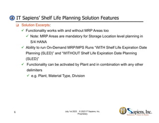 IT Sapiens-Customer Specific Shelf Life Planning in SAP ERP-Solution | PDF
