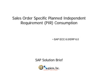 Sales Order Specific Planned Independent Reqt Consumption | PDF