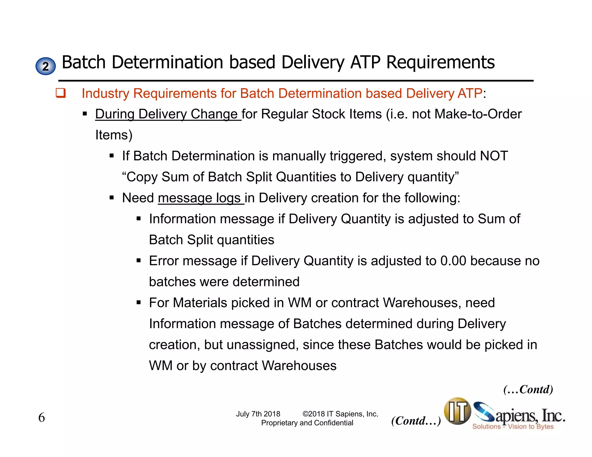 Batch Determination Based Delivery ATP and Auto Delivery Quantity ...