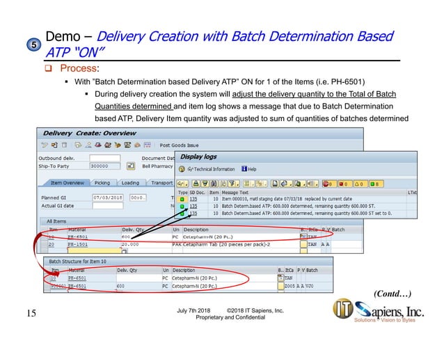 Batch Determination Based Delivery ATP and Auto Delivery Quantity ...