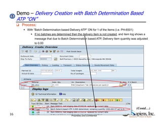 Batch Determination Based Delivery ATP and Auto Delivery Quantity ...