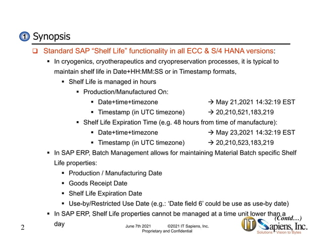 SAP ERP 'Shelf Life Expiration Time (SLET) Management' Solution | PDF ...