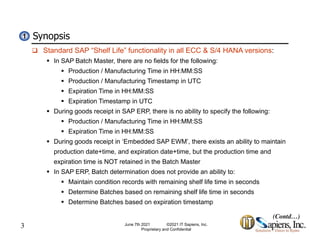 SAP ERP 'Shelf Life Expiration Time (SLET) Management' Solution | PDF ...