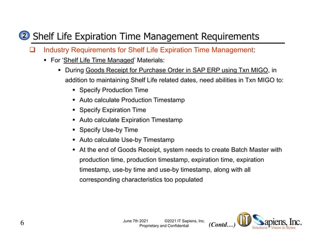 SAP ERP 'Shelf Life Expiration Time (SLET) Management' Solution | PDF ...