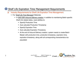 SAP ERP 'Shelf Life Expiration Time (SLET) Management' Solution | PDF ...
