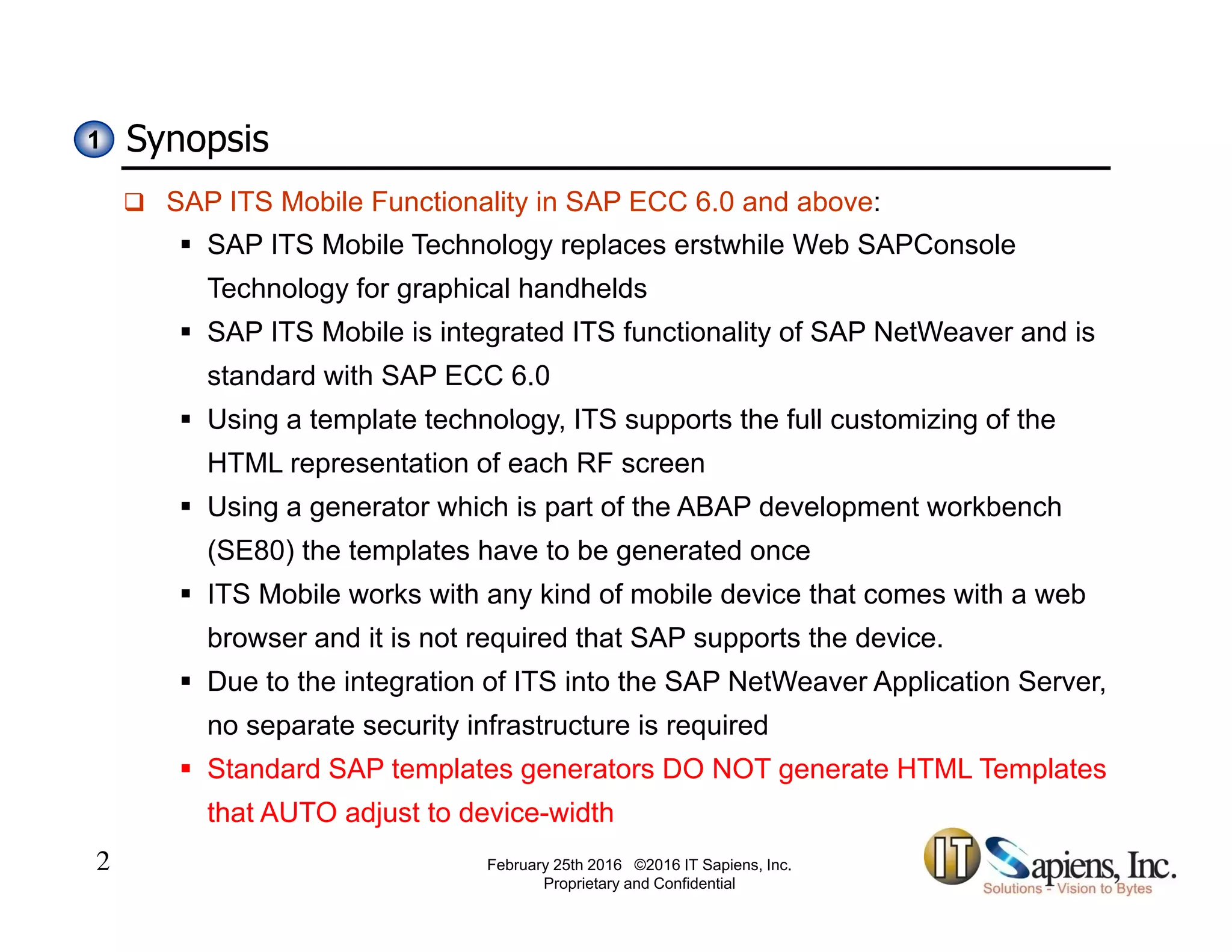 IT Sapiens-SAP ITS Mobile Solution With Responsive Design for Multi ...