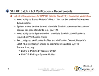 Batch Verification in SAP RF | PDF