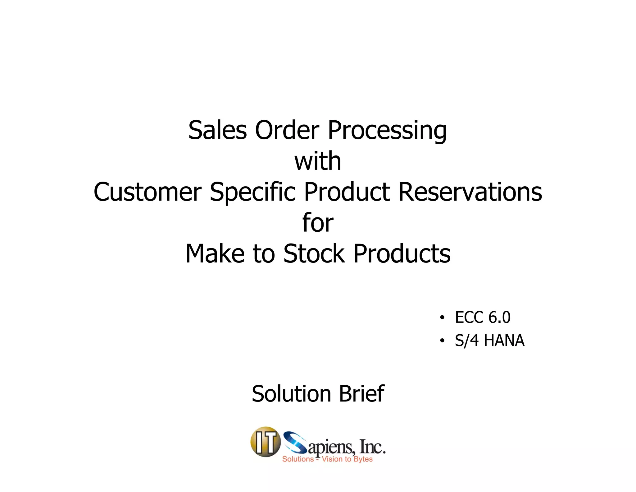 SAP Sales Order Processing With Customer Reservations | PDF
