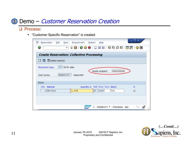 SAP Sales Order Processing With Customer Reservations