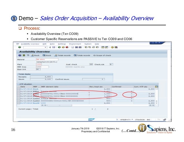 SAP Sales Order Processing With Customer Reservations