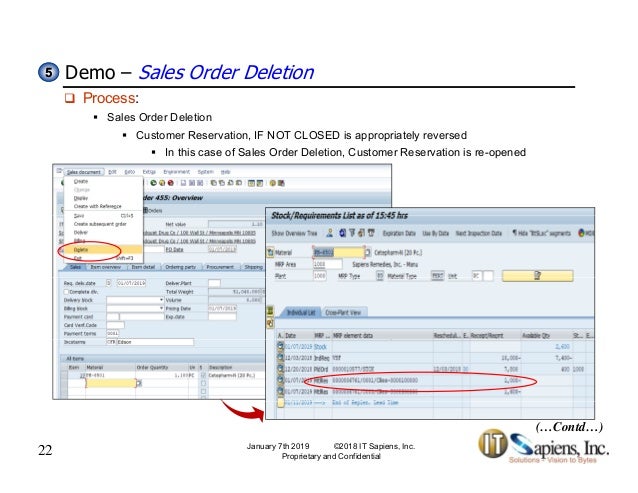 SAP Sales Order Processing With Customer Reservations