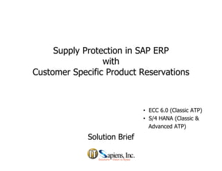 "Simple & Effective" Supply Protection Solution in SAP ERP | PDF