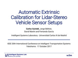 Lidar-Stereo Calibration for Self-Driving Vehicles | PPT
