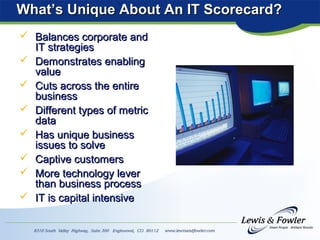 IT Scorecard: An Approach to IT Performance Measurement | PPT